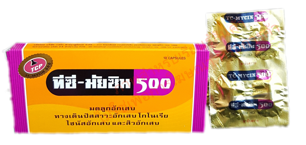TC MYCIN 500 mg กล่องใหญ่ 12*10′s tetracycline(HEAD72)
